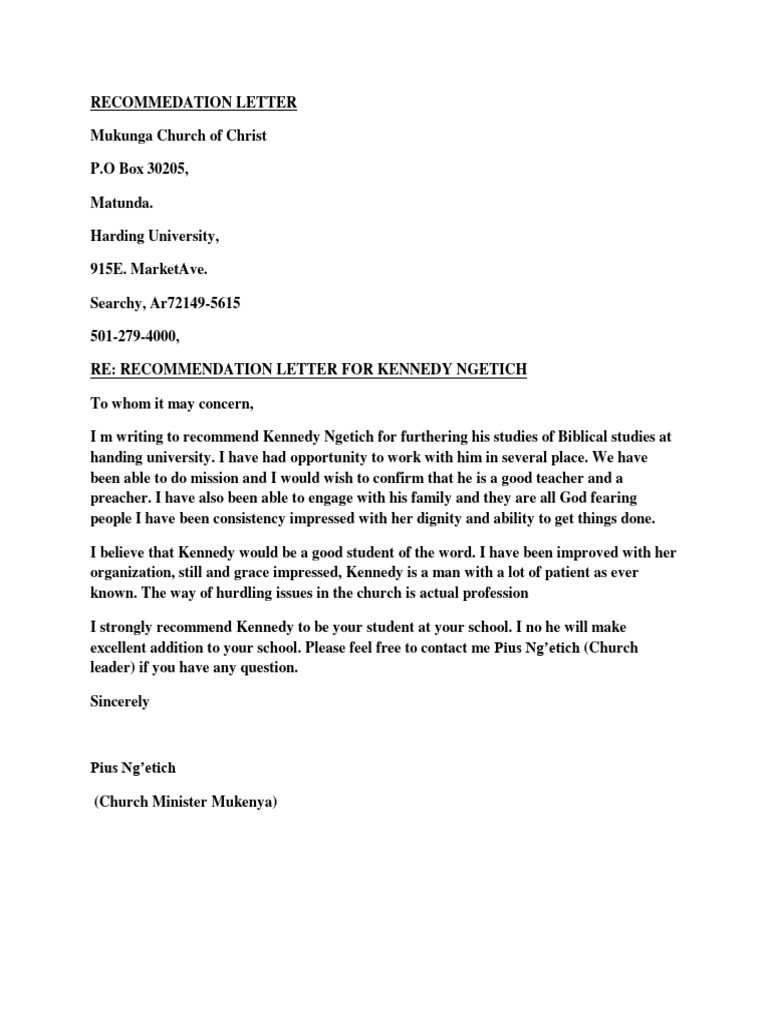 RECOMMEDATION LETTER | PDF