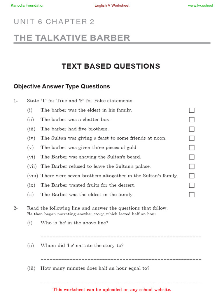 The Talkative Barber | PDF