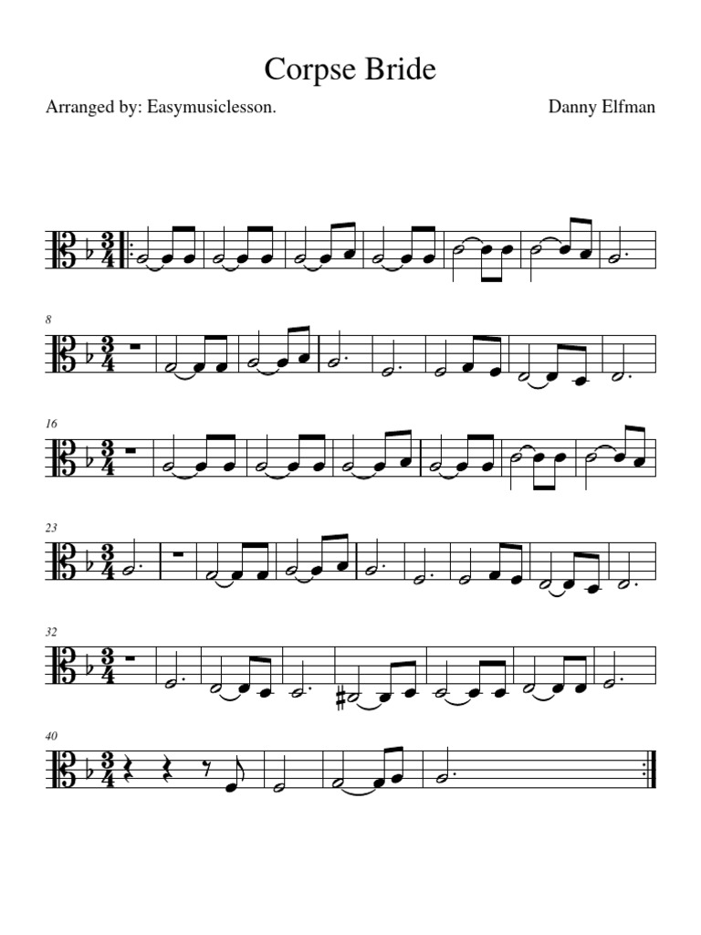Corpse Bride - Viola - Danny Elfman - Easy. | PDF