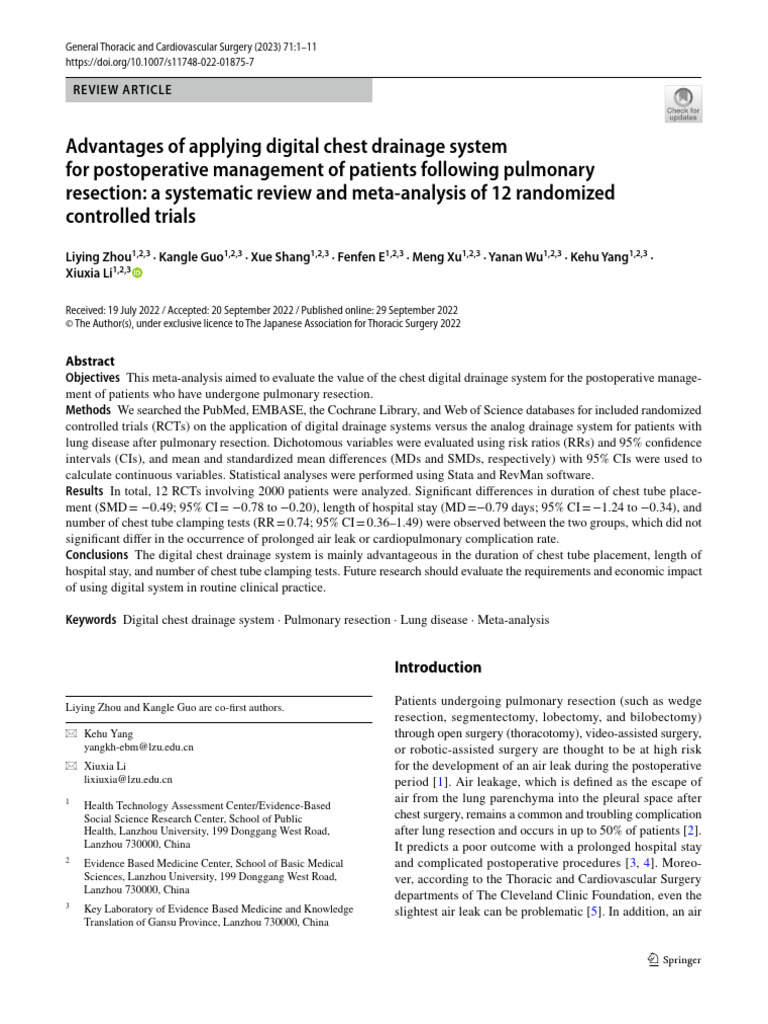 7-Advantages of Applying Digital Chest Drainage System For ...