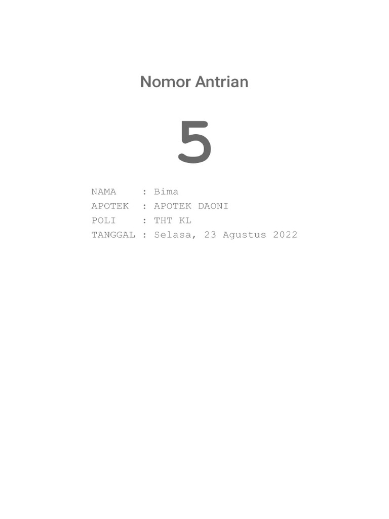 Nomor Antrian | PDF