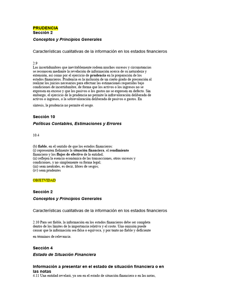 Principios de Prudencia en Estados Financieros | PDF | Estado ...
