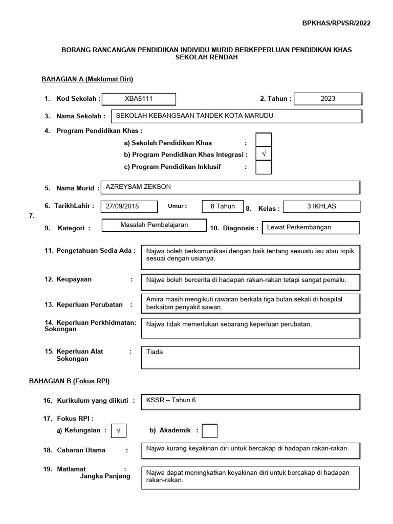 Contoh RPI Sekolah Rendah 4 | PDF | Karier & Perkembangan