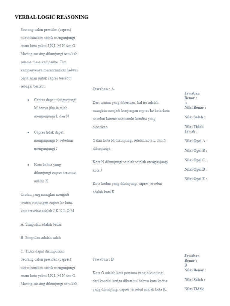 Verbal Logic Reasoning | PDF