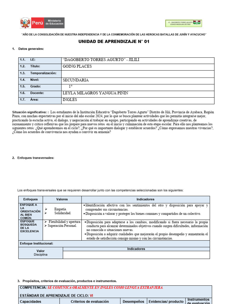 Formato Unidad Didáctica OFICIAL PARA PRSENTAR | PDF | Evaluación | Aprendizaje
