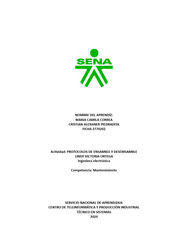 Protocolos de desensamble y ensamble | PDF | Hardware de la computadora ...