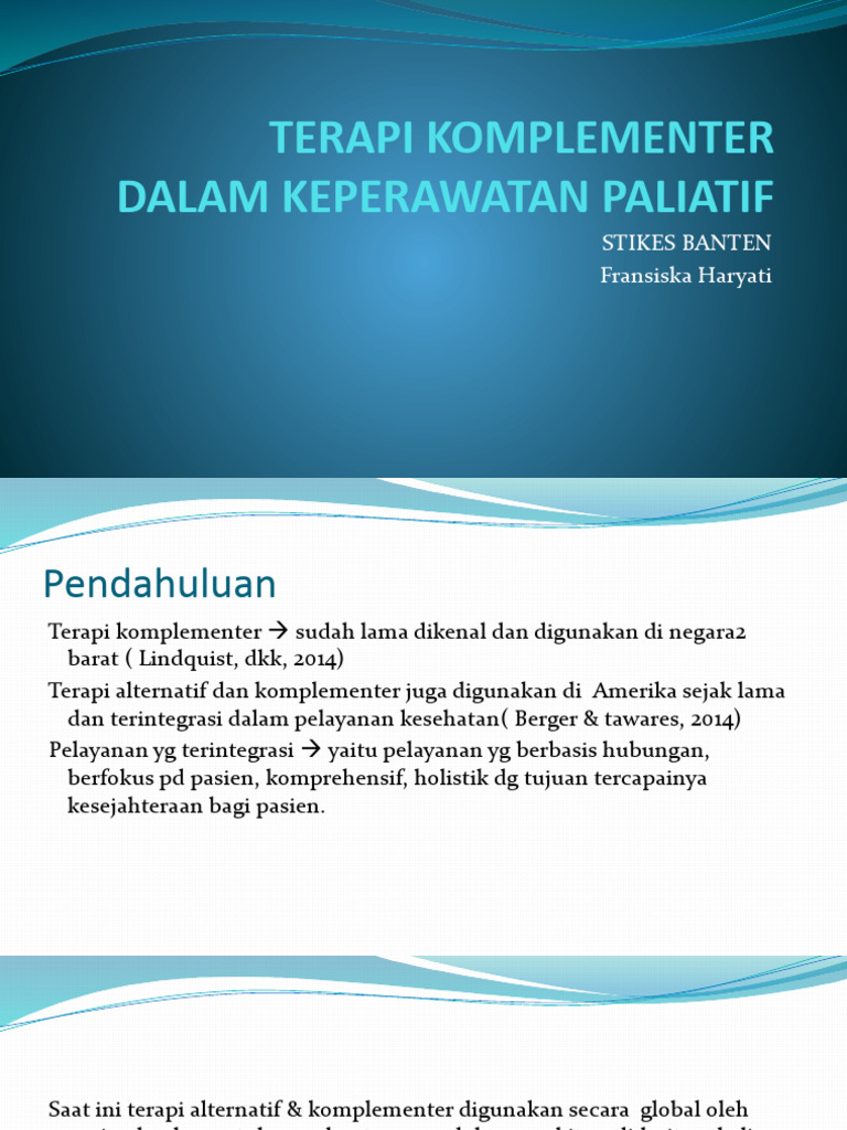 Terapi-Komplementer DLM Paliatif 13 | PDF | Pengembangan Diri | Kesehatan Holistik