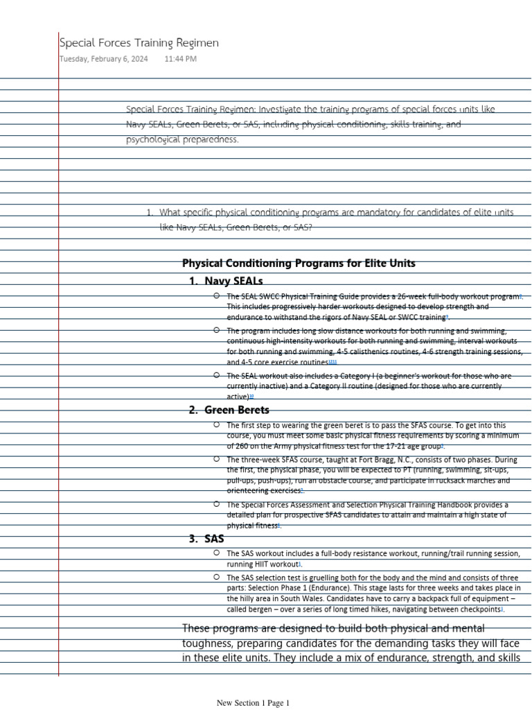 Special Forces Training Regimen | PDF | Military | Military Science