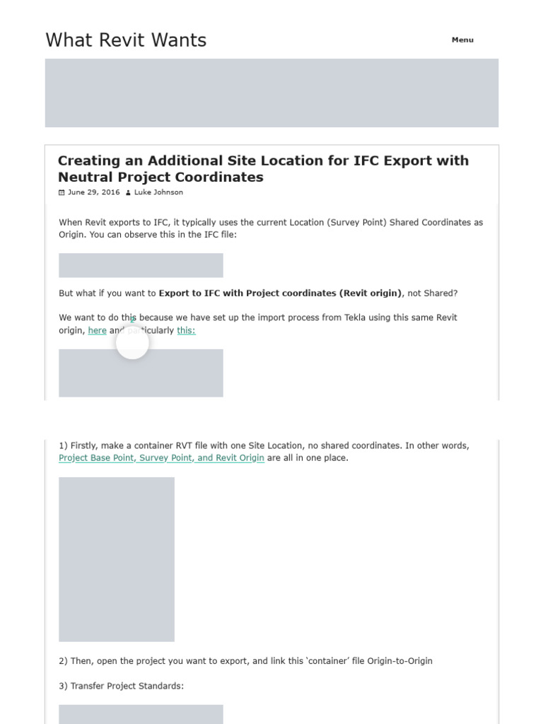 Creating An Additional Site Location For IFC Export With Neutral ...
