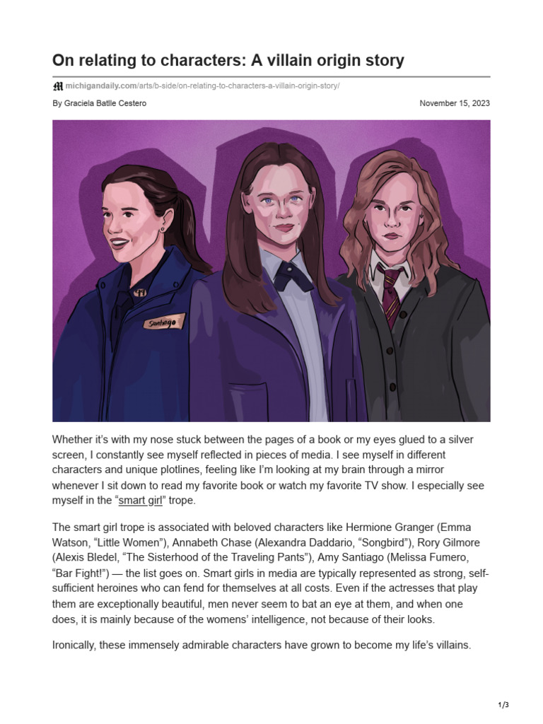 On Relating To Characters A Villain Origin Story | PDF | Gilmore Girls