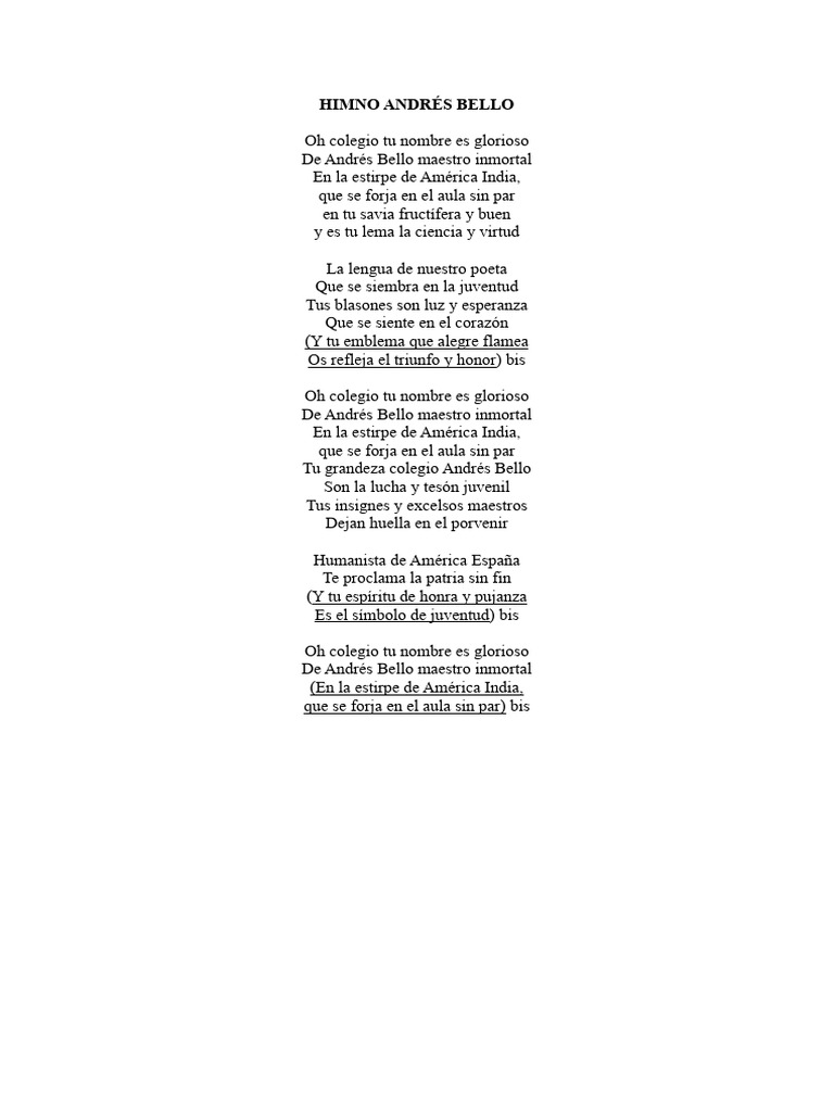 Himno del Colegio Andrés Bello | PDF