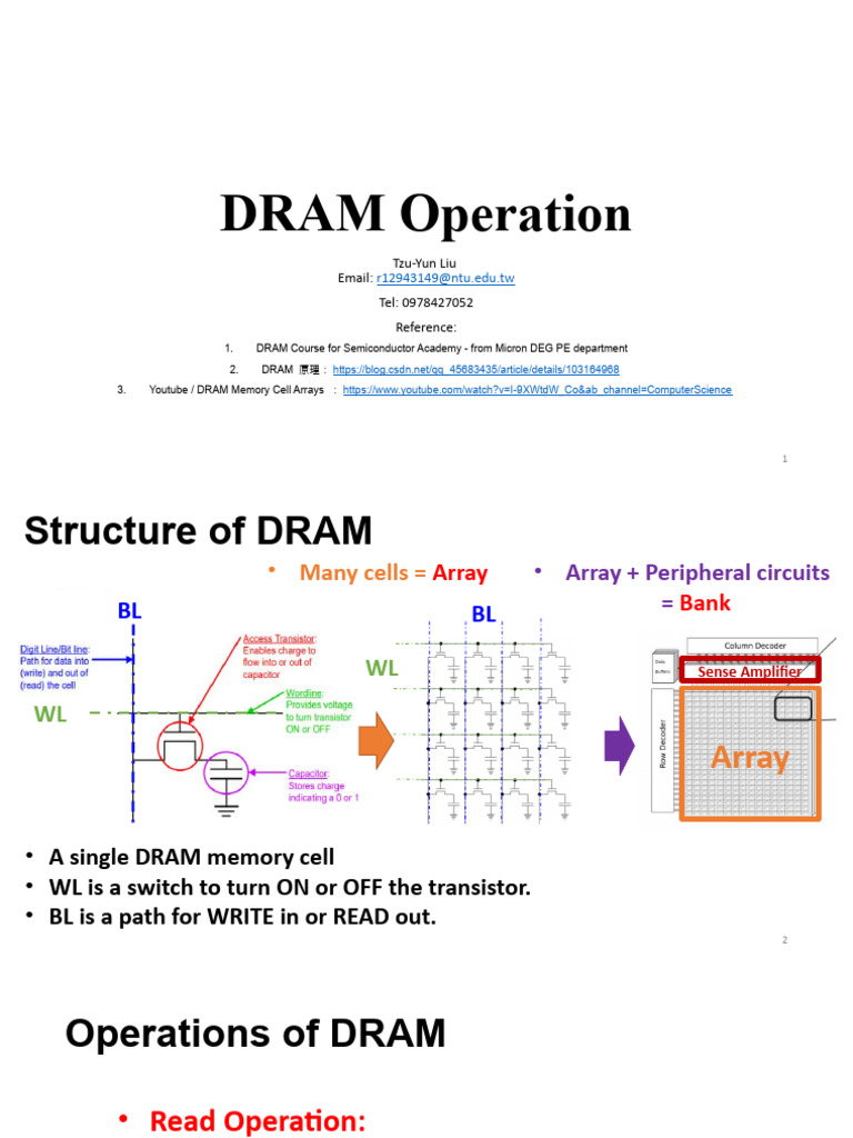 DRAM Operation | PDF | Dynamic Random Access Memory | Amplifier