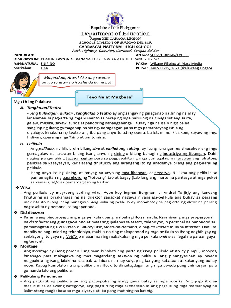 Komunikasyon LAS Q2 - Week2 | PDF