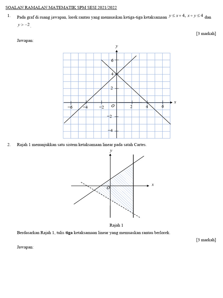 Soalan Ramalan Matematik SPM Sesi 2021 | PDF