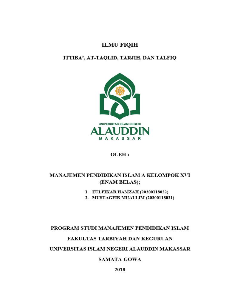 Ittiba', At-Taqlid, Tarjih, Dan Talfiq | PDF