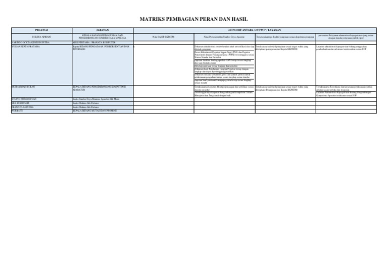 Matriks Peran Dan Hasil | PDF