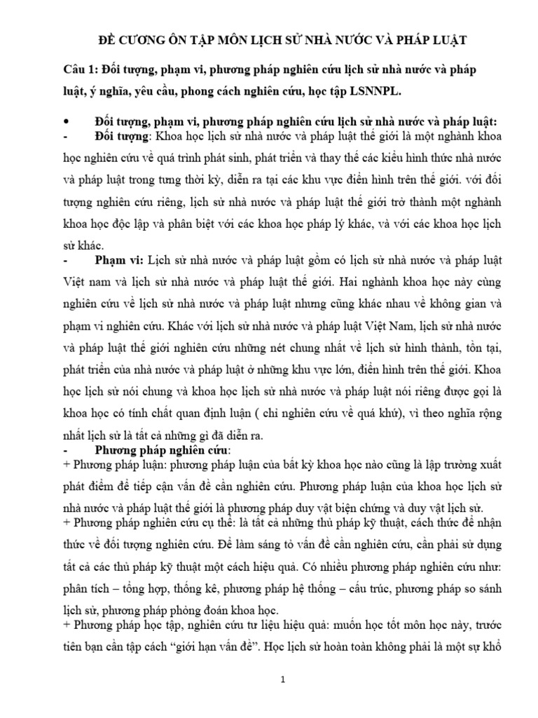 (123doc) de Cuong On Tap Mon Lich Su Nha Nuoc Va Phap Luat | PDF