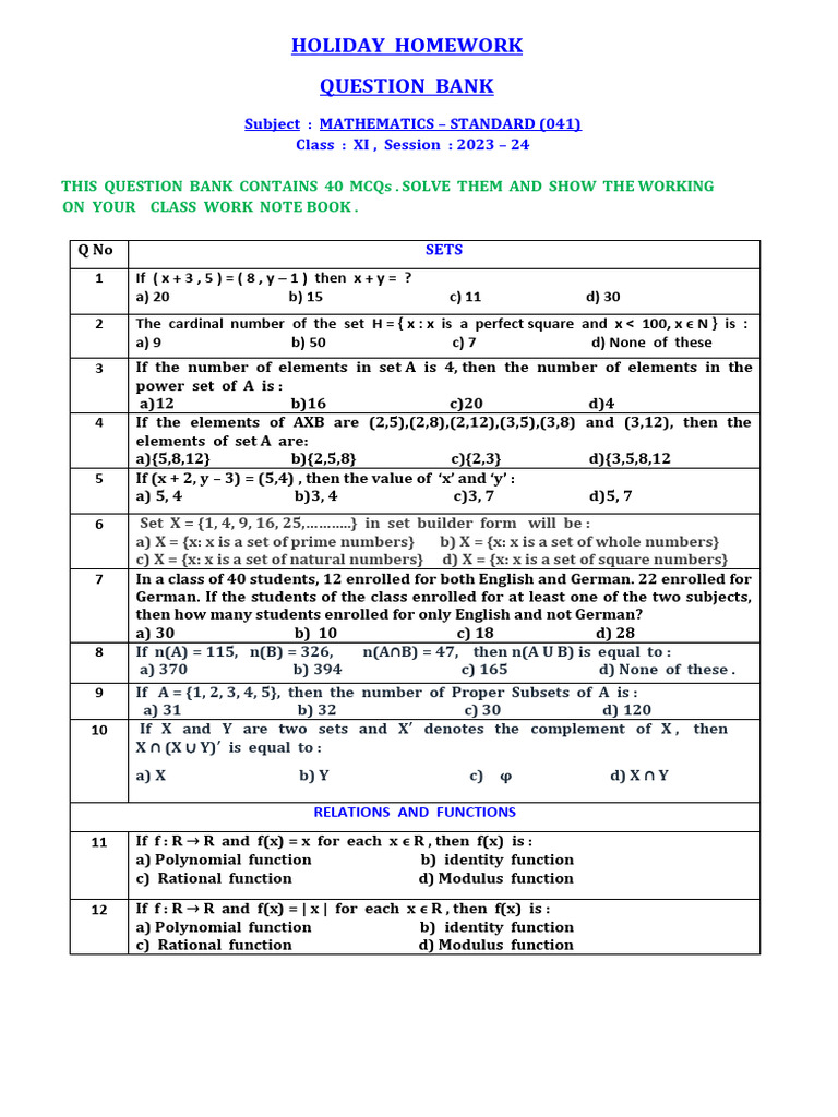 Maths HHW | PDF | Mathematics | Mathematical Concepts