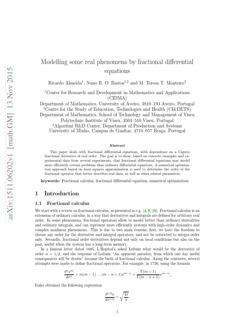 Modelling some real phenomena by fractional differential | PDF ...