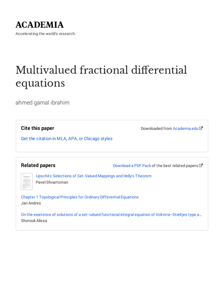 Multivalued Fractional Differential | PDF | Function (Mathematics) | Norm (Mathematics)