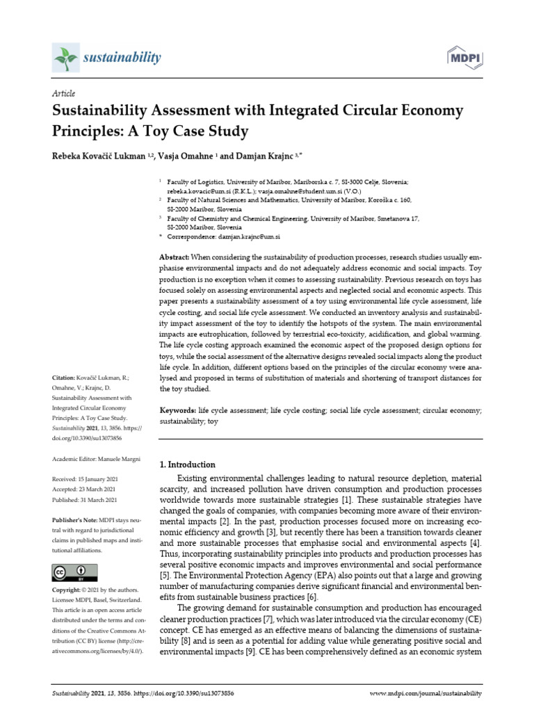 Sustainability 13 03856 | PDF | Life Cycle Assessment | Sustainability