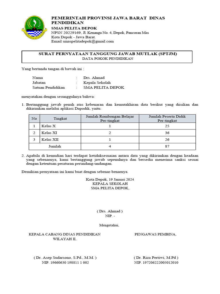 Format SPTJM BOS 2024 | PDF