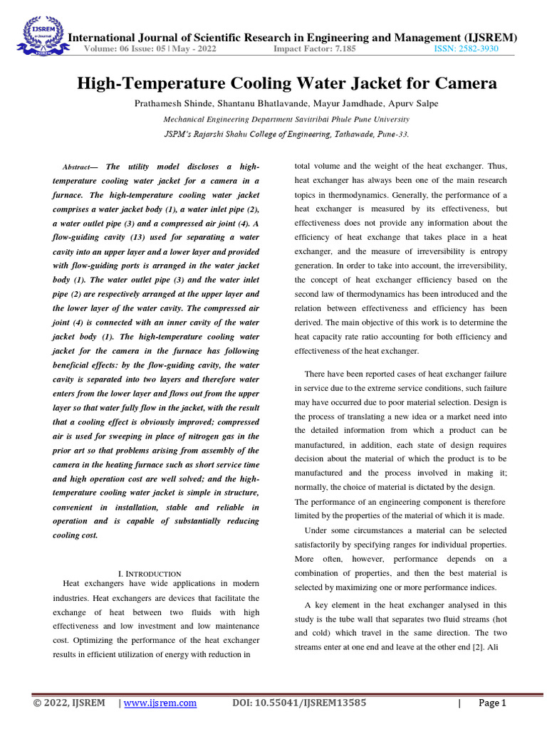 High-Temperature Cooling Jacket Design | PDF | Heat Exchanger | Fluid ...