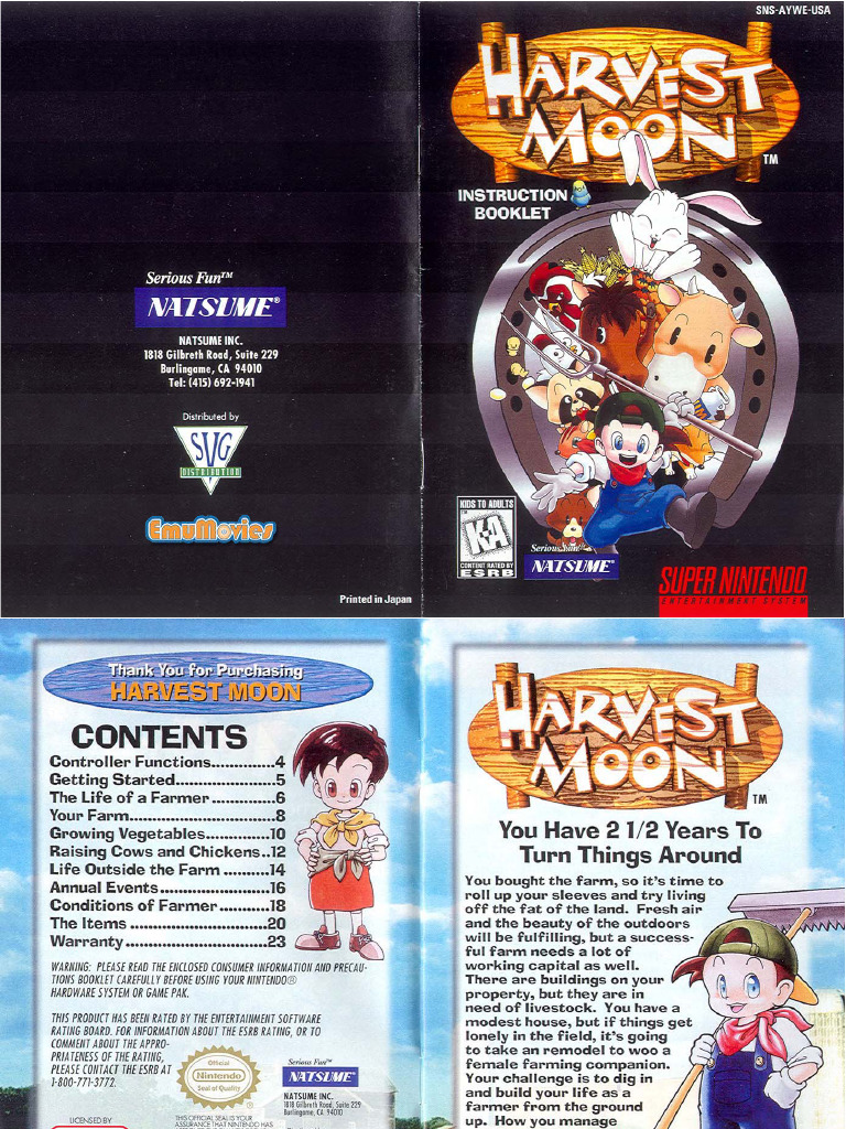 Harvest Moon - SNES - Manual | PDF