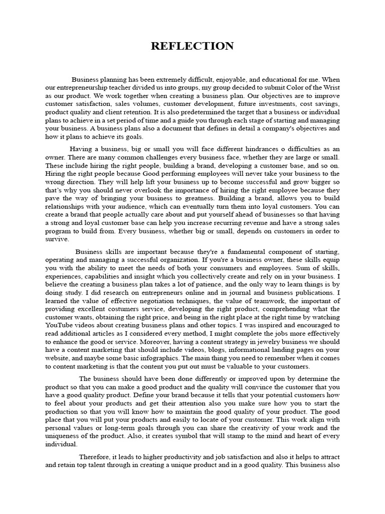 REFLECTION | PDF | Leadership | Customer