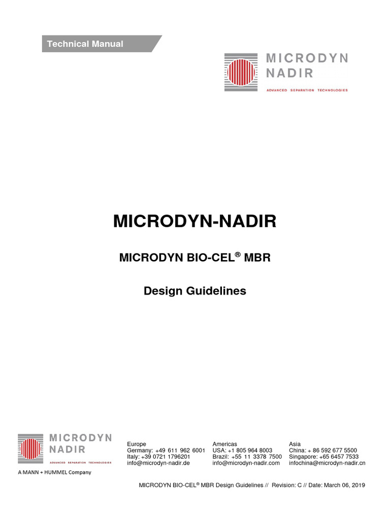 Microdyn Bio-Cel MBR Design Guidelines - Revc | PDF | Membrane | Sewage ...