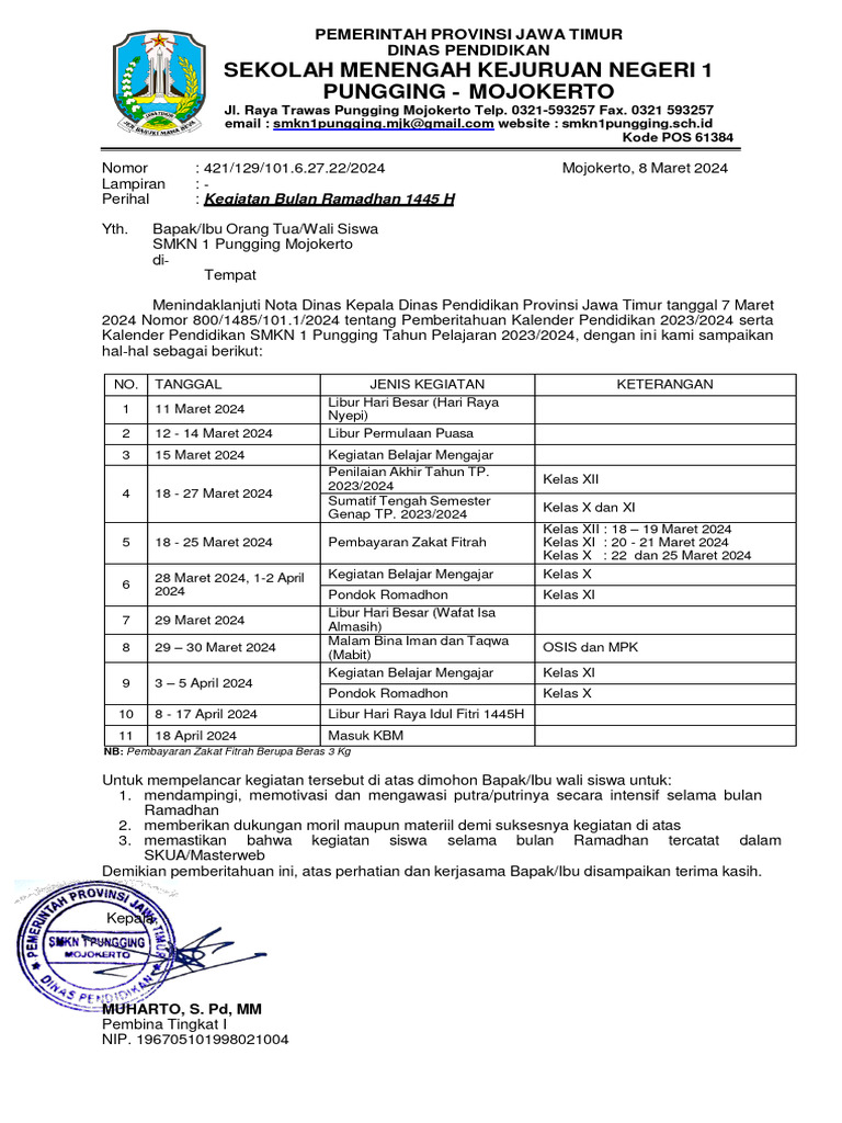 Rev - Surat Edaran Kegiatan Bulan Ramadhan Tahun 2024 | PDF