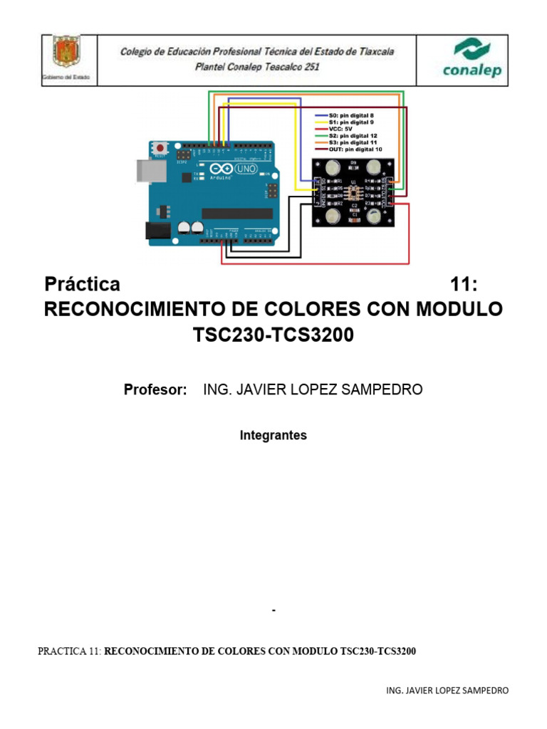 Practica 11 Reconocimiento de Colores Con El Módulo TCS230 - TCS3200 ...