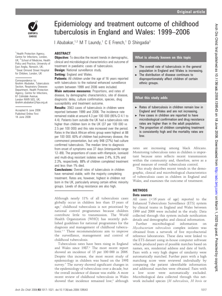 Abubakar Et Al | PDF | Tuberculosis | Therapy