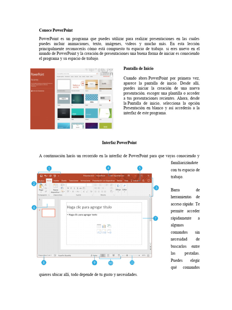 Introducción a PowerPoint y su Interfaz | PDF | Microsoft PowerPoint ...