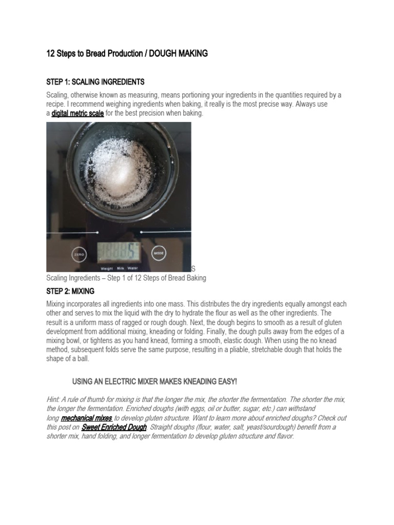 12 Steps To Bread Production, DOUGH MAKING | PDF | Breads | Baking
