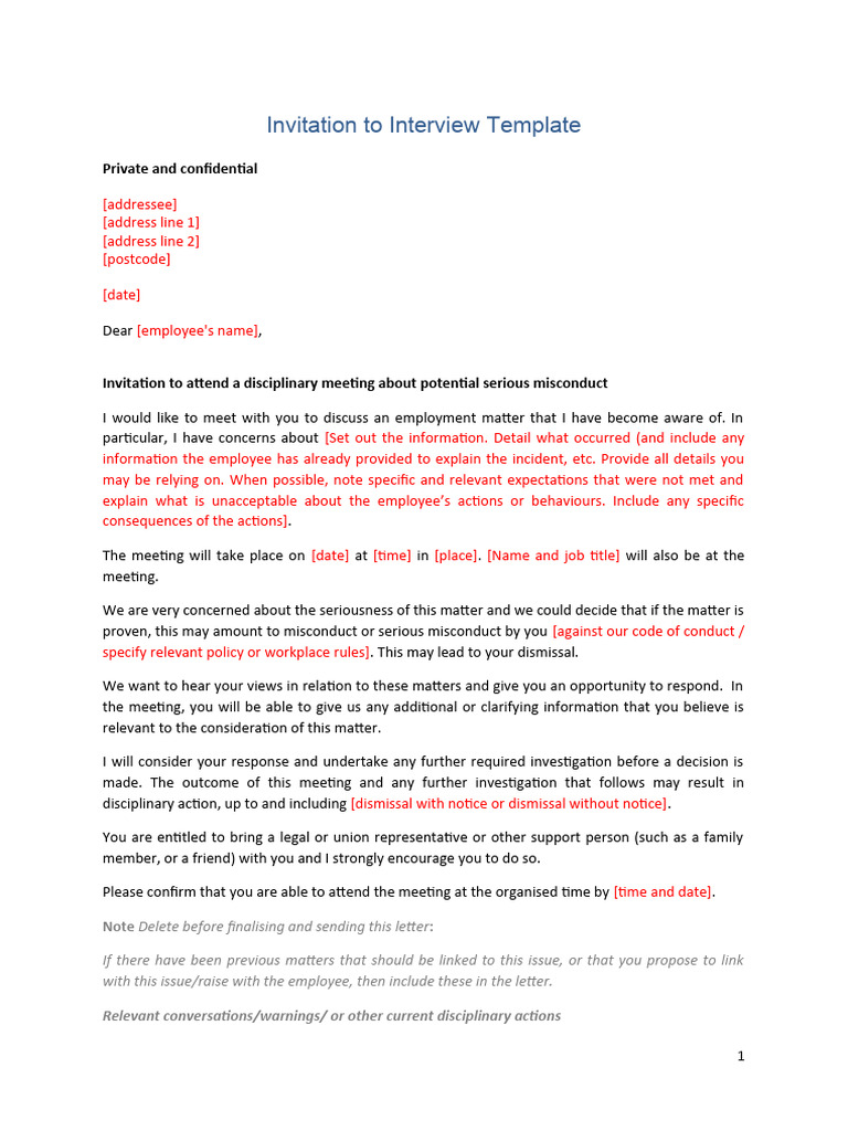 S3.5 - Invitation To Interview Template | Download Free PDF | Employment