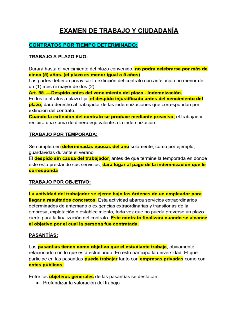 Examen de Trabajo y Ciudadanía | PDF