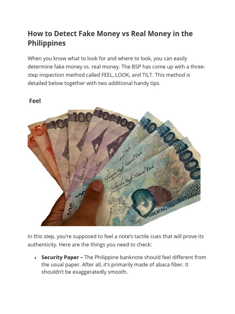 How To Detect Fake Money Vs Real Money in The Philippines | PDF ...