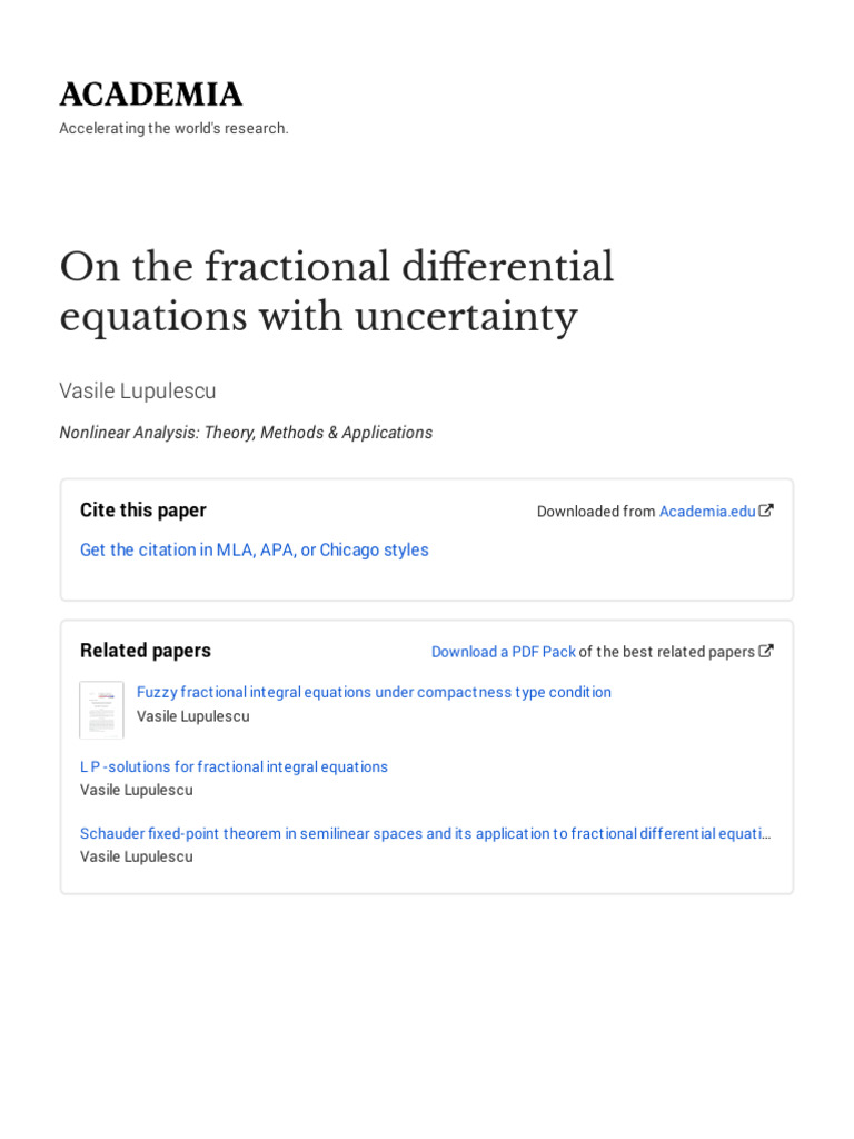 On The Fractional Differential Equations Whith Uncertainty | PDF ...