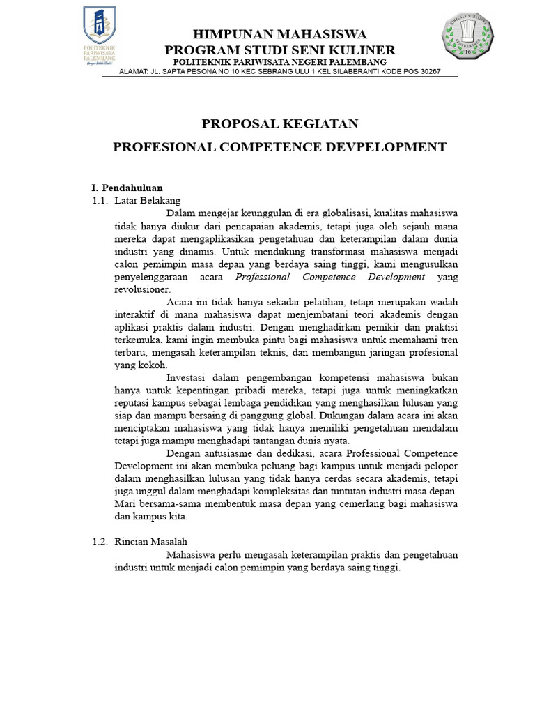 Proposal Kegiatan PCD 1.0 | PDF | Bisnis