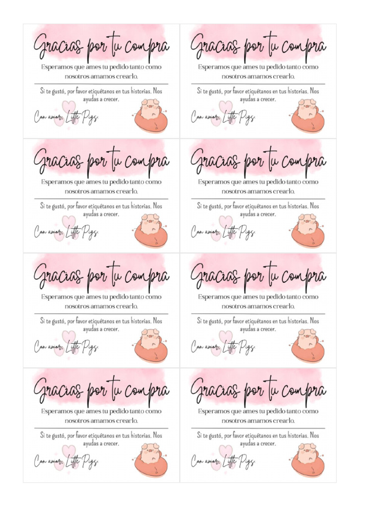 Tarjetas Agradecimiento | PDF