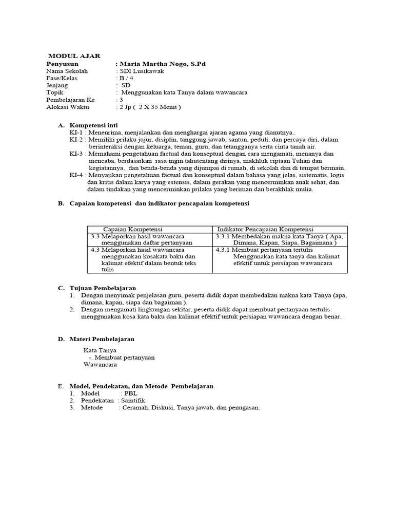 Modul Ajar e Kinerja 2024 | PDF