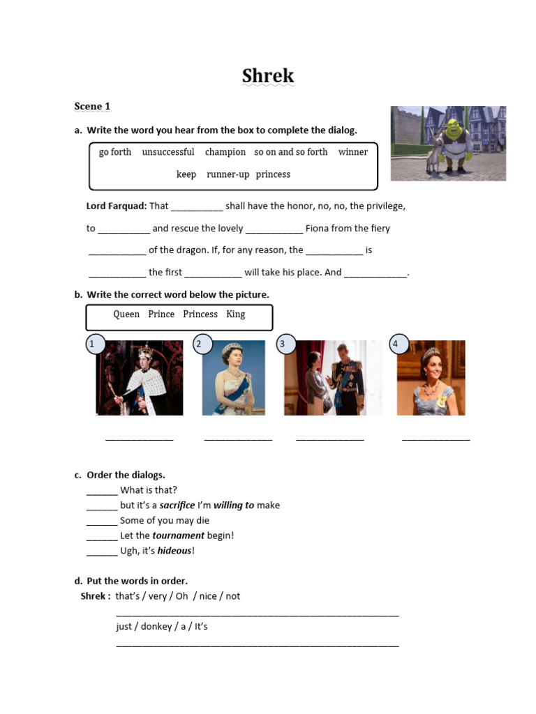 Shrek Listening Comprehension | PDF | Dream Works Animation