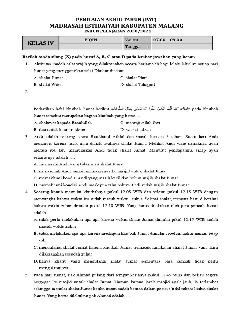 Naskah Soal Pat - 2021 | PDF
