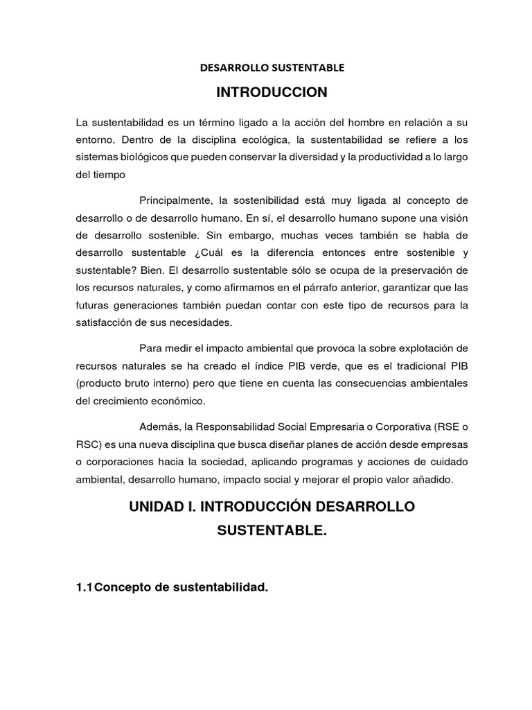 Desarrollo sustentable | PDF | Sustentabilidad | Desarrollo sostenible