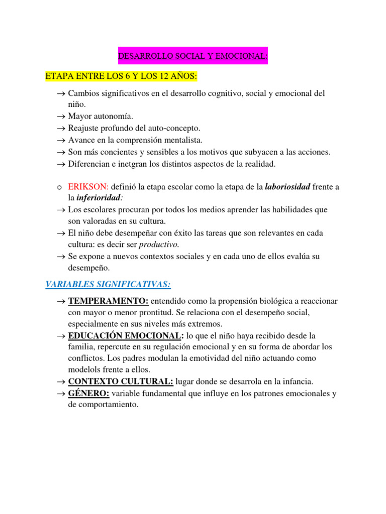 Desarrollo Social y Emocional | PDF | Las emociones | Teoría de apego