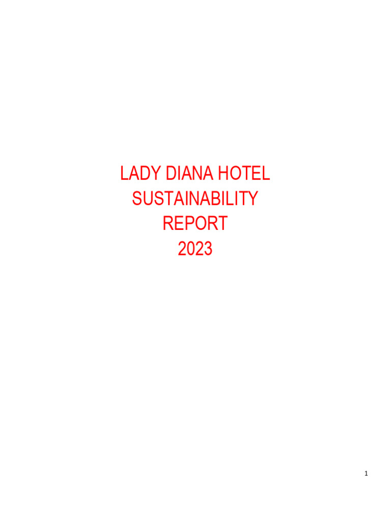Lady Diana Hotel Sustainability Report 2023 Pdf Waste Energy