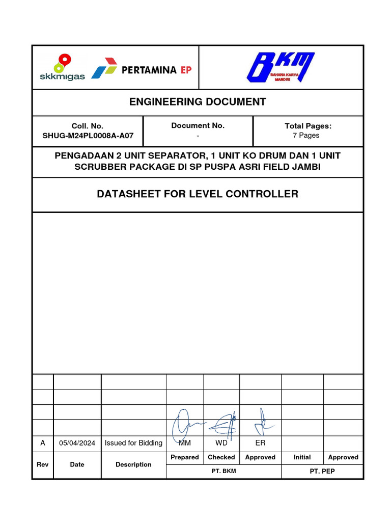 Level Controller Datasheet for Jambi Field | PDF | Pipe (Fluid ...