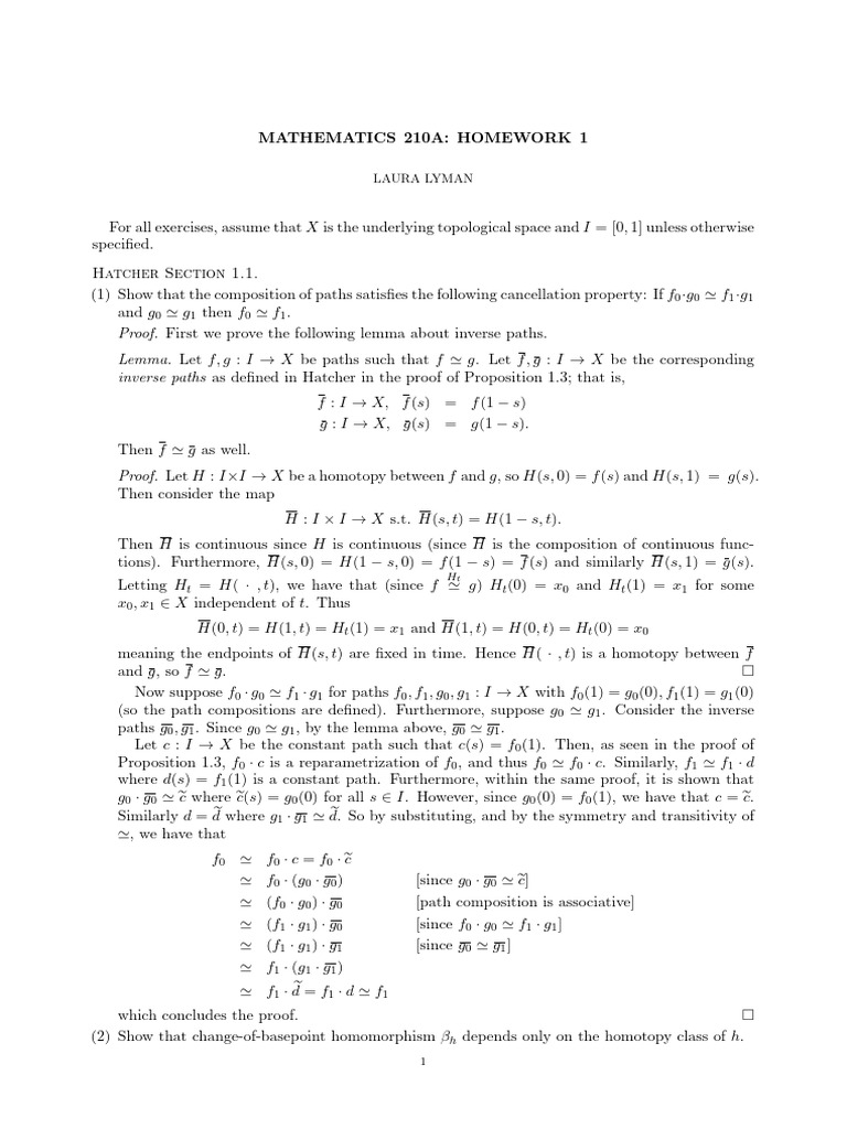 Mathematics 210A Homework 1 Solutions | PDF | General Topology | Topology