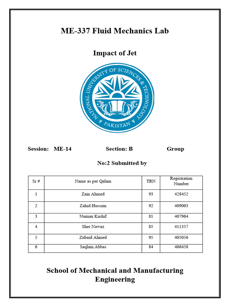 2 - Zain Ahmed - Impact of Jet | PDF | Flow Measurement | Force